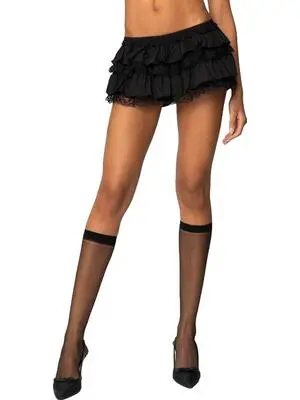 EDIKTED Lace Ruffle Bloomer Skort - Black