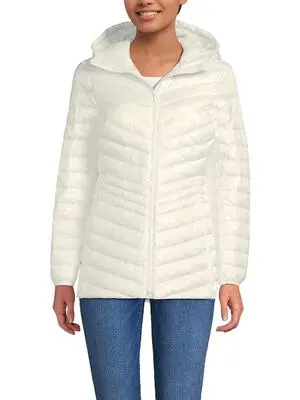LANDS' END Ultralight Packable Down Jacket - Ivory Shine