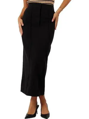 PETAL & PUP Wynona Pintuck Maxi Skirt - Black