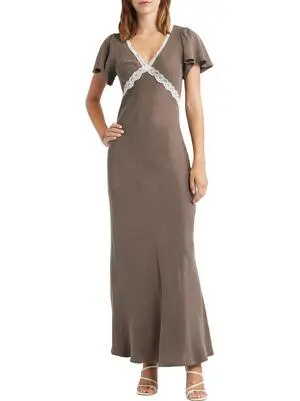PETAL & PUP Kathryn Maxi Dress - Warm Grey