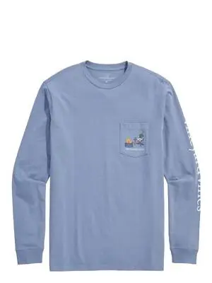 Vineyard Vines Chilly Peppers Long Sleeve Cotton Graphic Pocket T-shirt - Summer Evening
