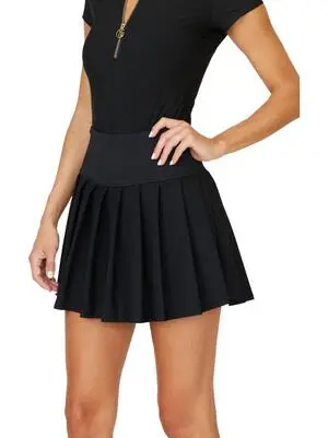 GOLDIE BYRD High Waisted Pleated Skirt - Black