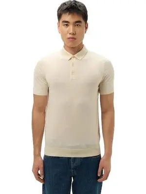 GOBI MONGOLIAN CASHMERE Cashmere Silk Polo Shirt - Marshmallow