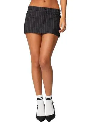 EDIKTED Tiffany Pinstripe Mini Skort - Black