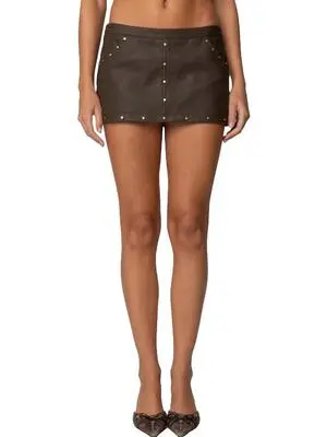 EDIKTED Stormi Faux Leather Mini Skort - Brown