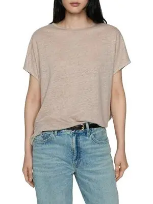 Mango Dolman Short-sleeve Linen Jersey Top - Sand