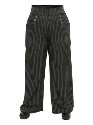 Unique Vintage 1940s Wide Leg Pants Black & White Pinstripe