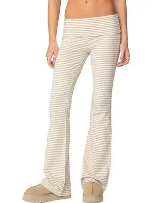 EDIKTED Kaeli Stripe Flare Pants - Beige