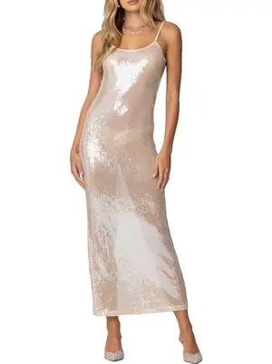EDIKTED Sequin Slipdress - Light-pink