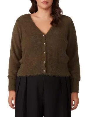 ESTELLE Estelle Camille Pearl Button Cardigan Olive