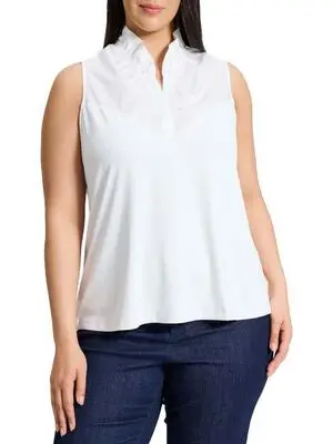 Foxcroft Tammy Ruffle Sleeveless Top - White