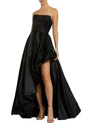 Mac Duggal Asymmetrical Strapless Gown - Black
