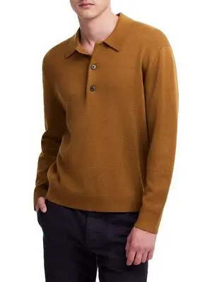Madewell Three-button Merino Wool Polo Sweater - Rich Camel