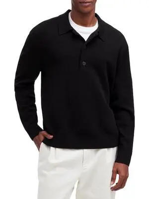 Madewell Three-button Merino Wool Polo Sweater - True Black