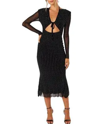 PETAL & PUP Salvatore Long Sleeve Midi Dress - Black