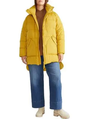 Universal Standard Matterhorn Hooded High-low Puffer Coat - Mustard Yellow