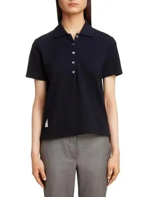 Thom Browne Stripe Piqué Polo Navy