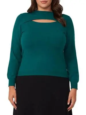 ESTELLE Alba Cutout Sweater - Forest Green