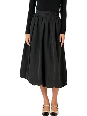 Endless Rose Belted Midi Skirt - Black