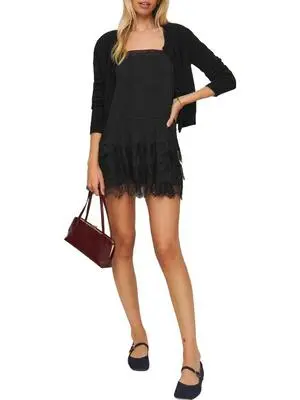 REFORMATION Cleodora Lace Trim Minidress - Black