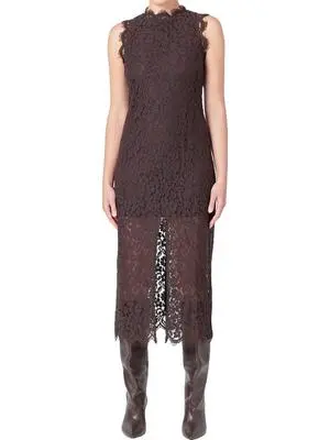 Endless Rose Front Slit Lace Dress - Espresso