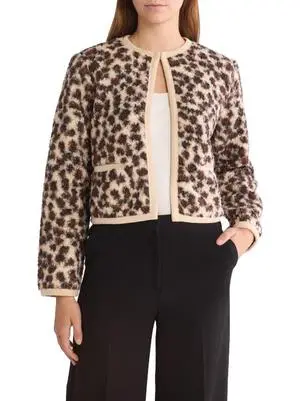 Endless Rose Leopard Faux Shearling Jacket - Ivory Multi