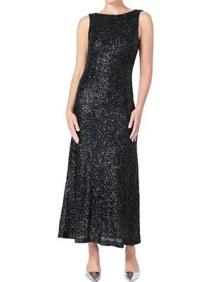Endless Rose Sequin Maxi Dress With Open Back - Black
