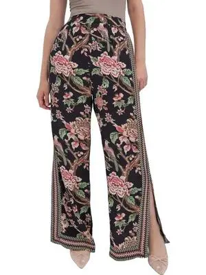 RAISHMA Hallie Floral Wide-leg Trousers - Black