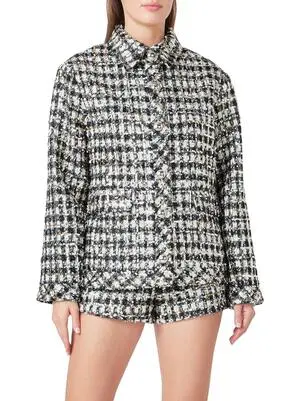 Endless Rose Sequin Check Jacket - Black/ White