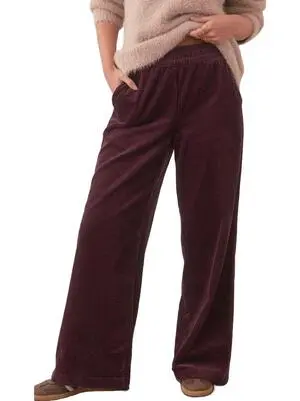 Marine Layer Allison Corduroy Wide Leg Trousers - Windsor Wine