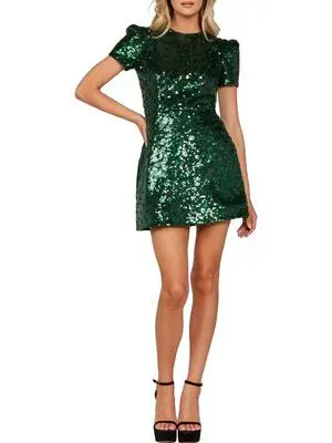 HELSI Coco Sequin Cocktail Minidress - Emerald/ Black