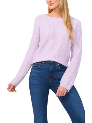 CECE DUPRAZ Sequin Cable Stitch Sweater Lavender Wave