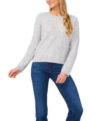 CECE DUPRAZ Sequin Cable Stitch Sweater - Silver Hthr