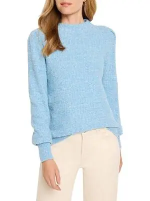 NIC+ZOE Waffle Stitch Crewneck Sweater - Blue Jewel