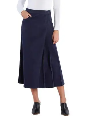 WASH LAB DENIM Delphine Side Pleat Maxi Skirt - Denim Black