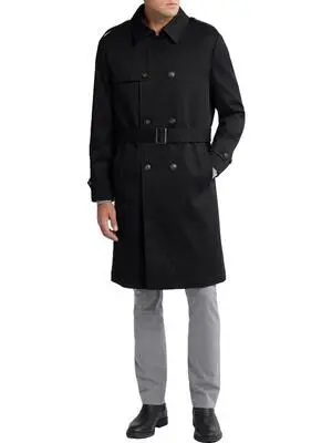 Hart Schaffner Marx Bridgeport Water Resistant Double-breasted Trench Coat - Black