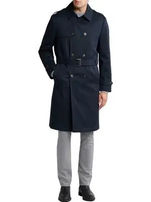 Hart Schaffner Marx Bridgeport Water Resistant Double-breasted Trench Coat - Navy