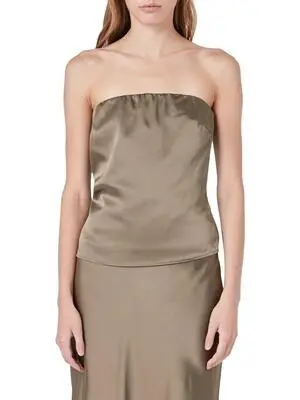 Endless Rose Strapless Satin Top - Espresso