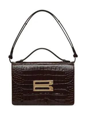 Victoria Beckham Dorian Croc-embossed Shoulder Bag - Espresso 8946