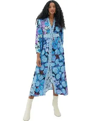 RAISHMA Amara Floral Midi Dress - Blue