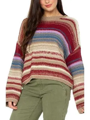 Roxy Roxy Bread & Jam Striped Sweater Warm Taupe