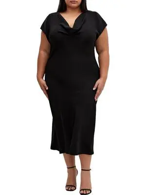 City Chic City Chic Piccadilly Cowl Neck Midi Dress Black