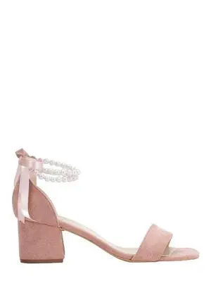 FOREVER & ALWAYS SHOES Illy Low Block Heel Pearl Sandals - Dusty Pink