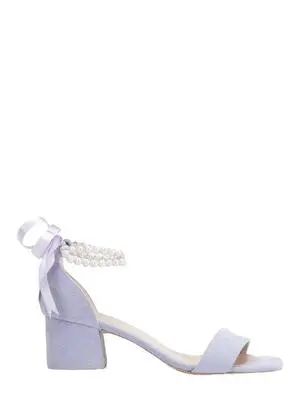 FOREVER & ALWAYS SHOES Illy Low Block Heel Pearl Sandals - Lilac