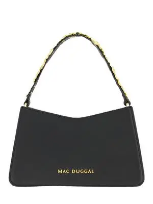 Mac Duggal Nappa Leather Shoulder Bag With Floral Strap - Black
