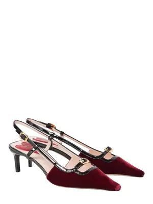 ROGER VIVIER Viv' Canard 55 Velvet Slingback Pumps - Burgundy
