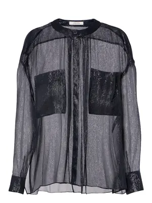 Dorothee Schumacher Silk-blend Lamé Shirt - Blue