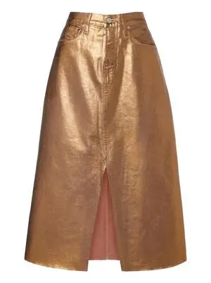 Victoria Beckham Denim Midi Skirt - Gold