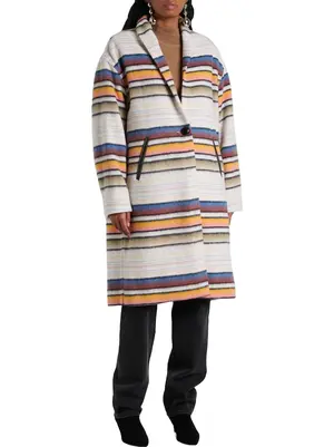 ISABEL MARANT Marant Etoile Striped Wool-Blend Coat