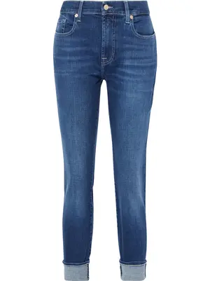 7 For All Mankind Mid-rise Cropped Jeans - Blue